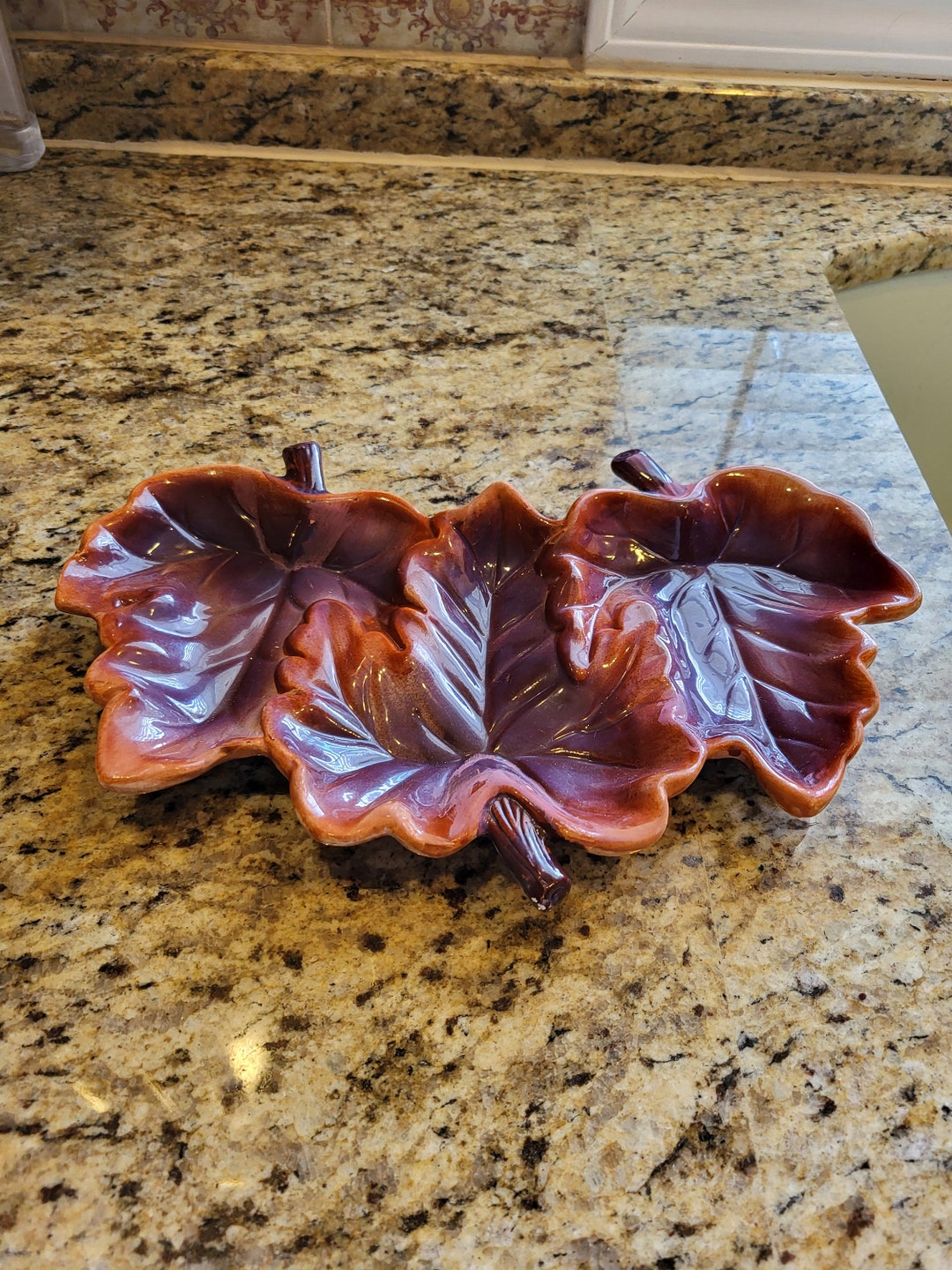 Ceramic Pottery Fall Colors Autumn Leaf Shaped Candy Dish or Tray for ...