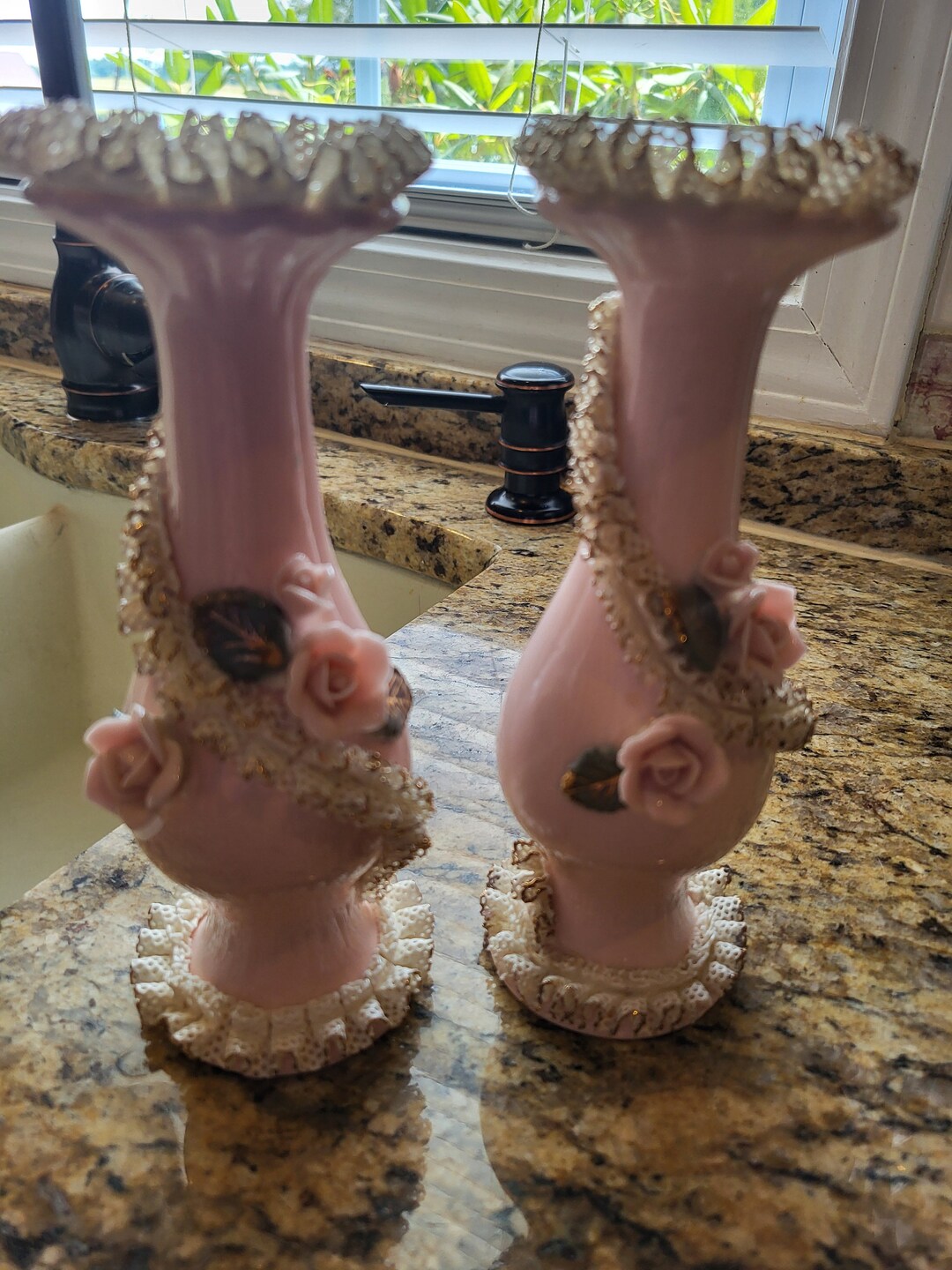 Set of 2 Pink Porcelain Vases - Etsy