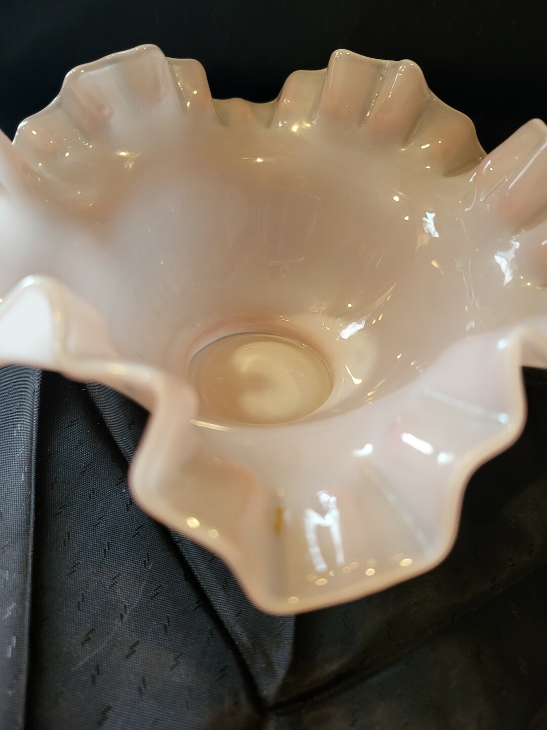 Fenton Art Glass Frosted Pink Ruffled Bowl - Etsy