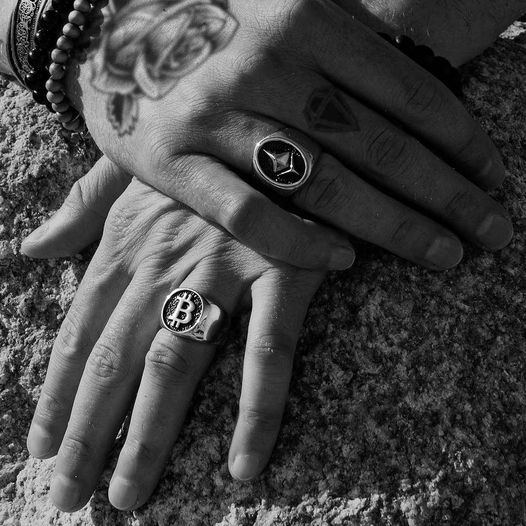 Bitcoin Ring | Signet Ring Men | Men's BTC Crypto Jewelry | Rugged Bold ...