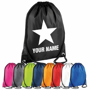 Drawstring Bag Personalised Name School Club PE Custom Name Childrens ...