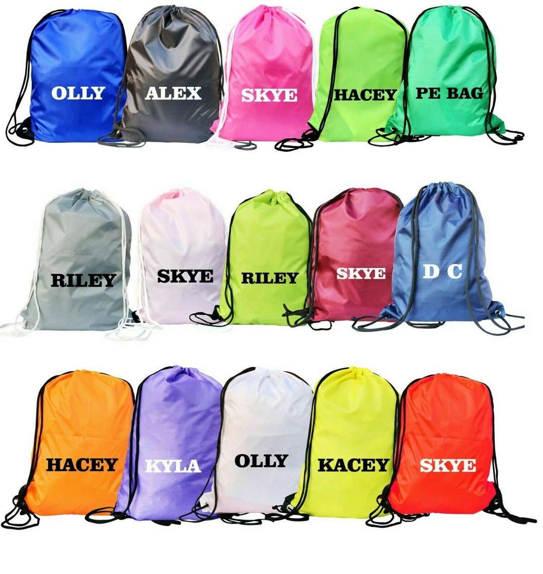 Personalised Drawstring Bag Kids School Bag Personalised Gym Bag ...