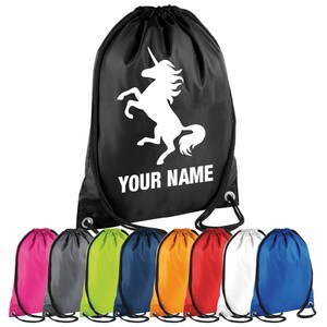 Drawstring Bag Personalised Name School Club PE Custom Name Childrens ...