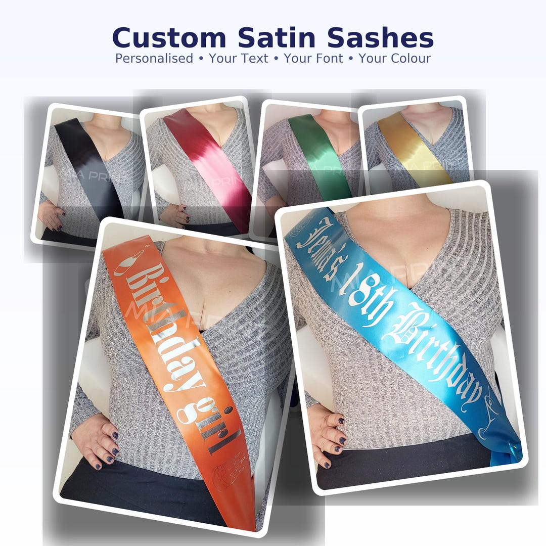 Personalized Party Sash – Custom Name/title, Bachelorette, Birthday ...