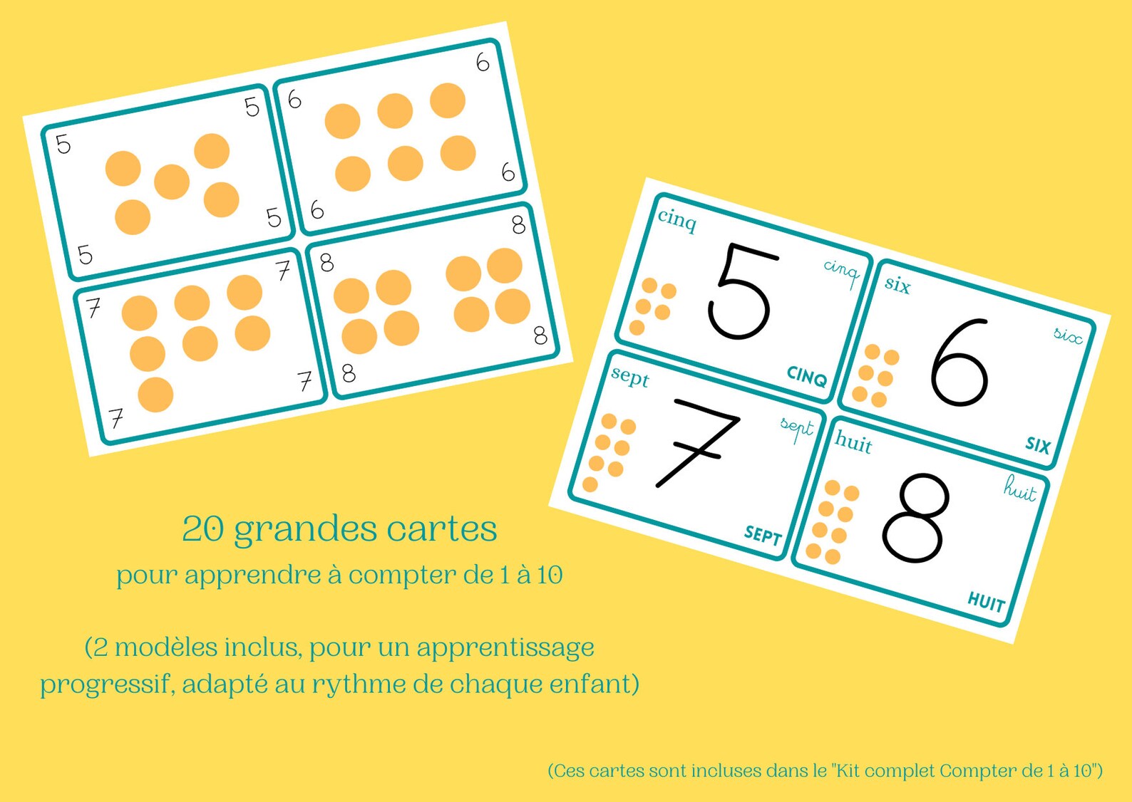 Number Cards Montessori Numbers Count From 1 to 10 - Learning ...