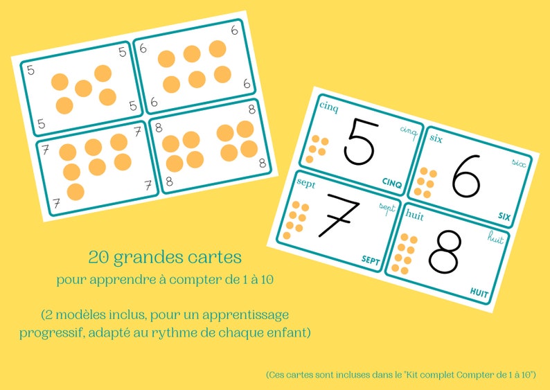Number Cards Montessori Numbers Count From 1 to 10 Learning Calculation ...