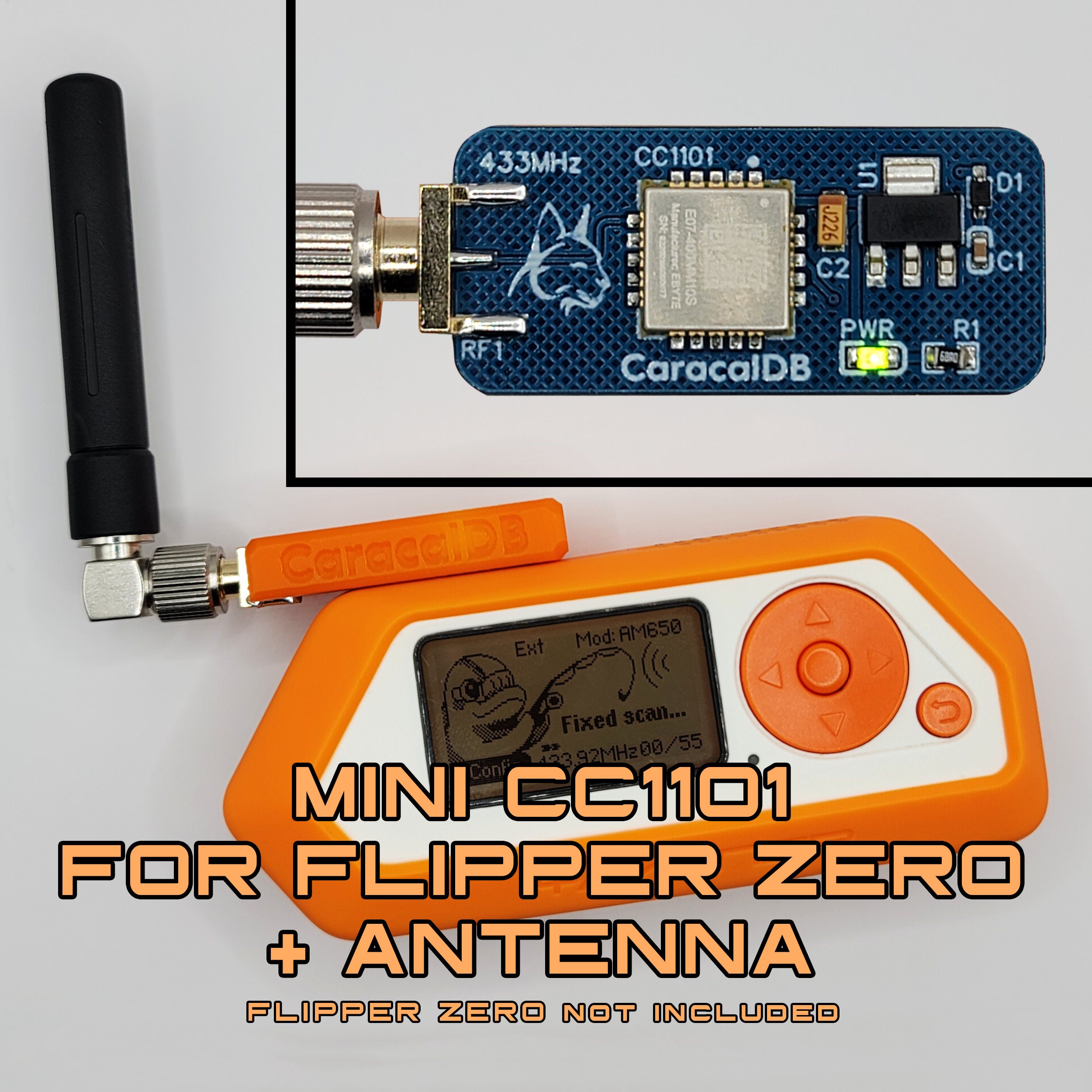 Flipper Zero Mini Cc1101 With Antenna And 3d Printed Case 433mhz Range