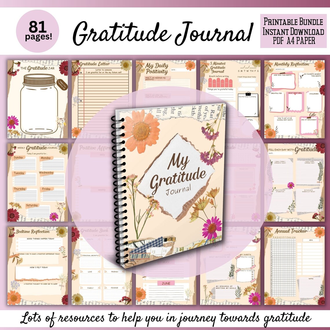 Gratitude Journal Diary Printable - Etsy