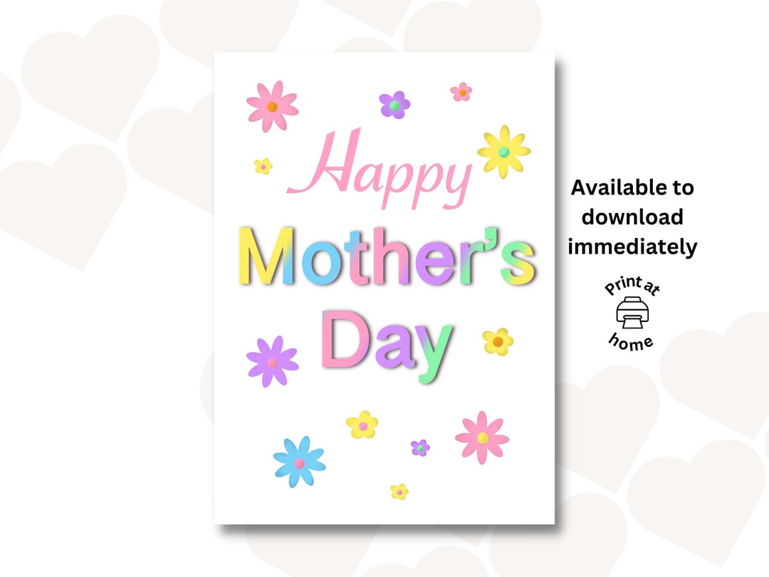 Happy Mothers Day Printable Card Mothers Day Mum Flower Etsy