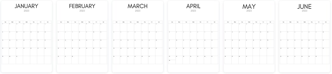 2023 Minimalist Calendar A4 | Digital and Printable Versions | Sunday ...