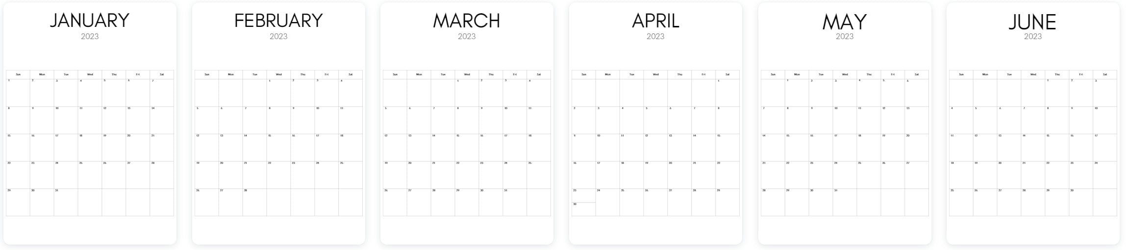 2023 Minimalist Calendar A4 | Digital and Printable Versions | Sunday ...