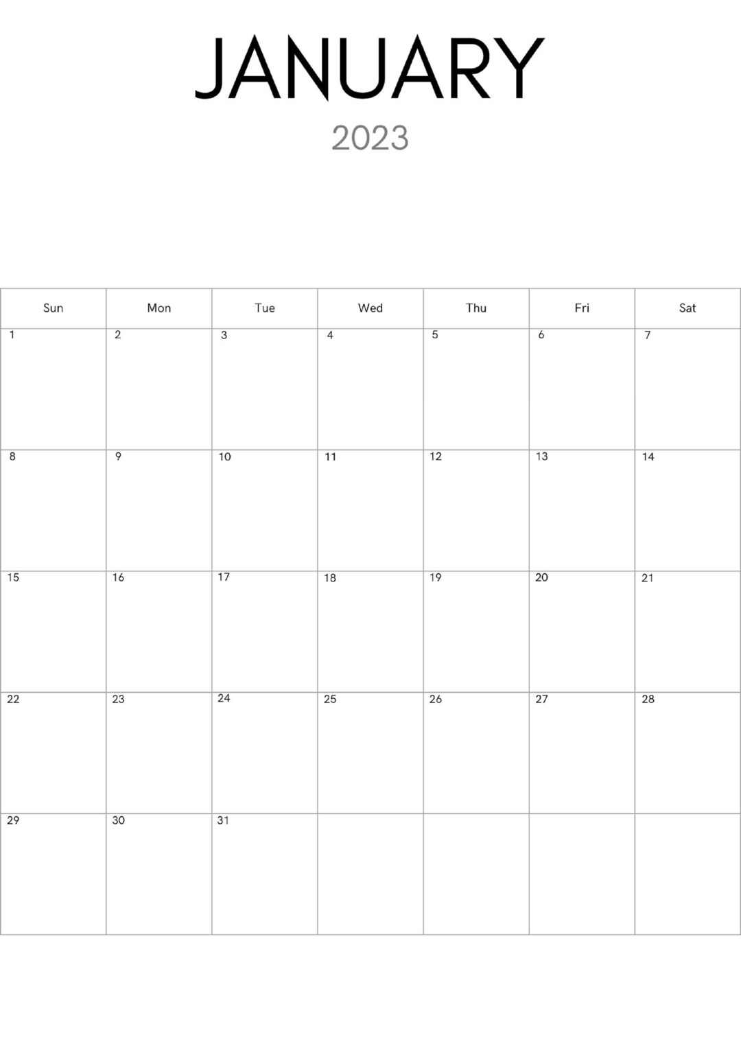 2023 Minimalist Calendar A4 | Digital and Printable Versions | Sunday ...