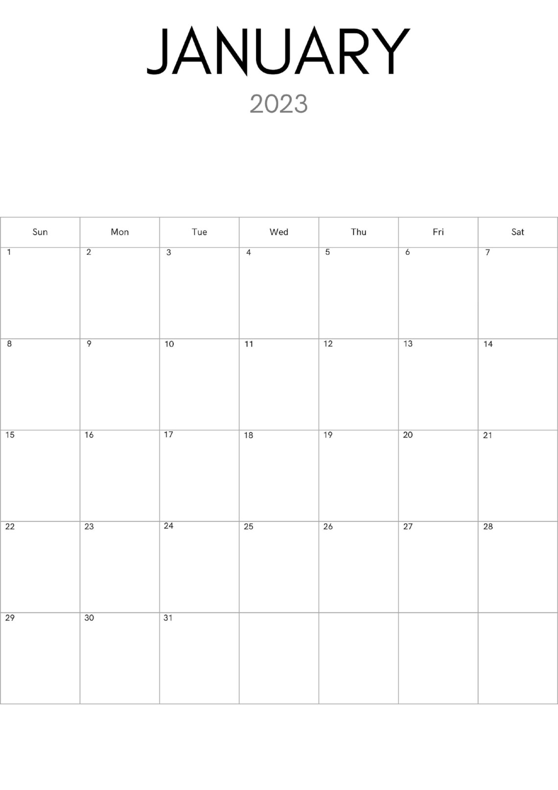 2023 Minimalist Calendar A4 | Digital and Printable Versions | Sunday ...