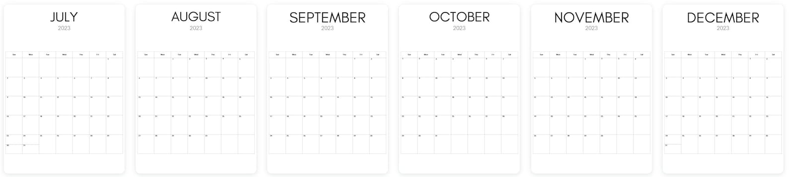 2023 Minimalist Calendar A4 | Digital and Printable Versions | Sunday ...