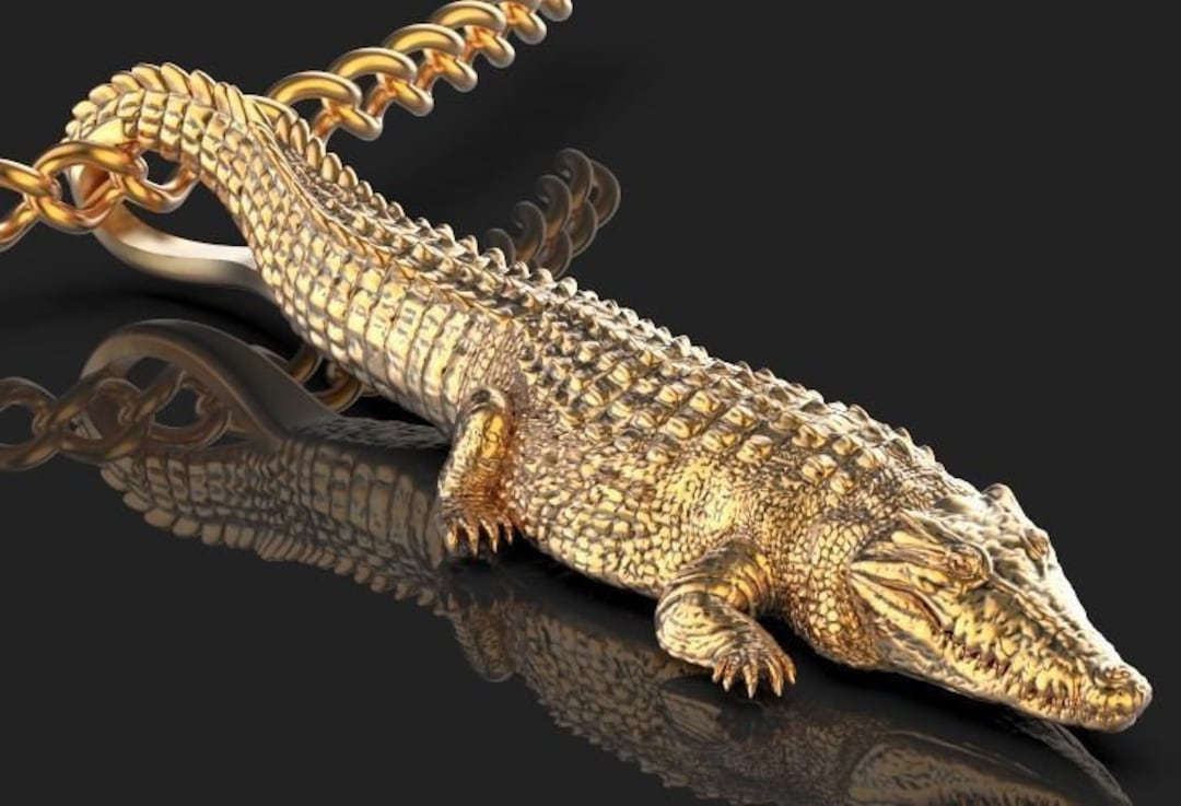 14K Gold Filled Crocodile Necklace,corrodible Alligator Pendant ...