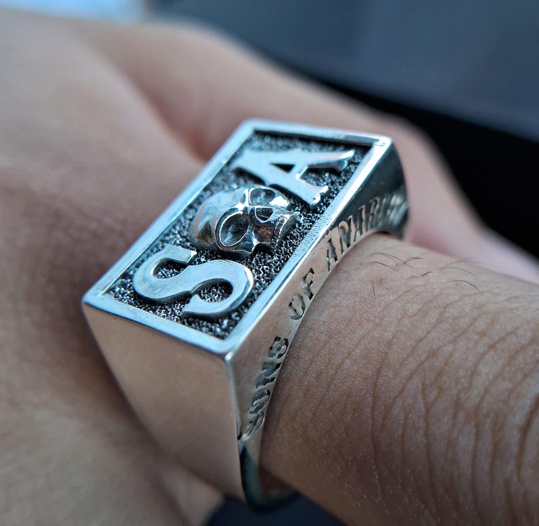 Men's Sons of Anarchy Skull Ring 925 Silver Handmade Man Skull Signet ...