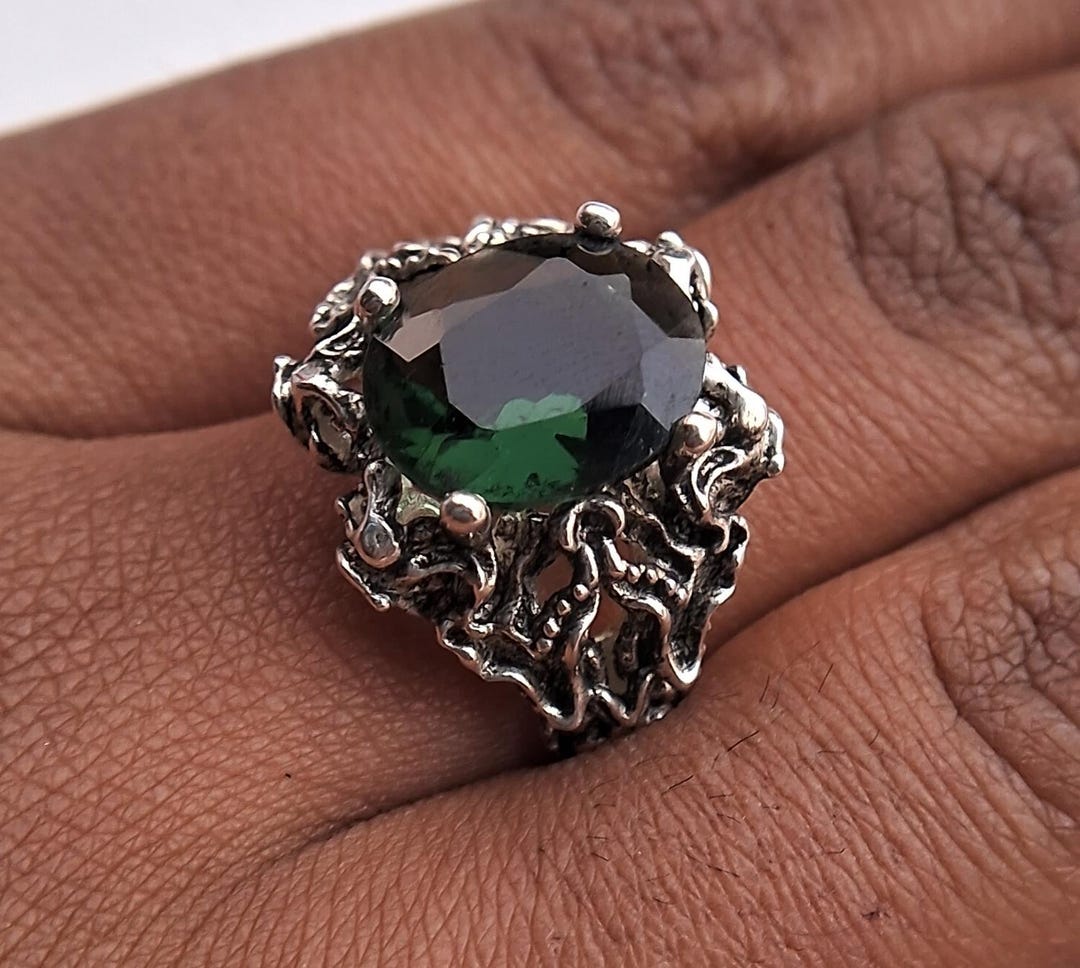 Oval Teal Blue Sapphire Coral Texture Ring,underwater Ring,sapphire Ocean Ring,barnacle ...