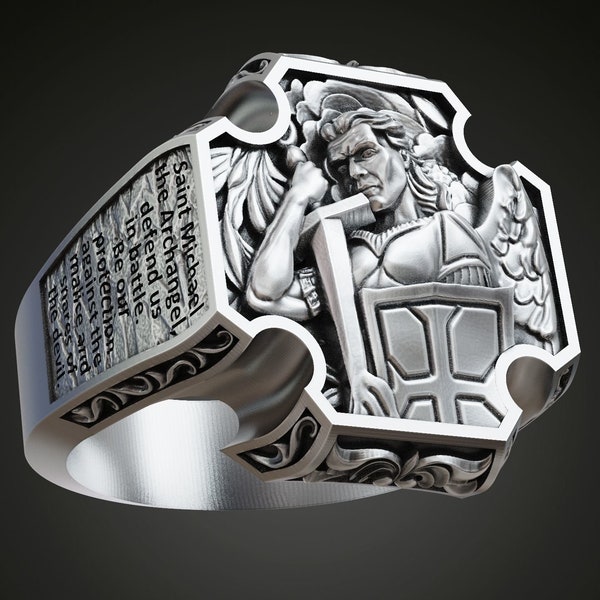 Gothic St Michael Archangel Pinky Ring - Etsy