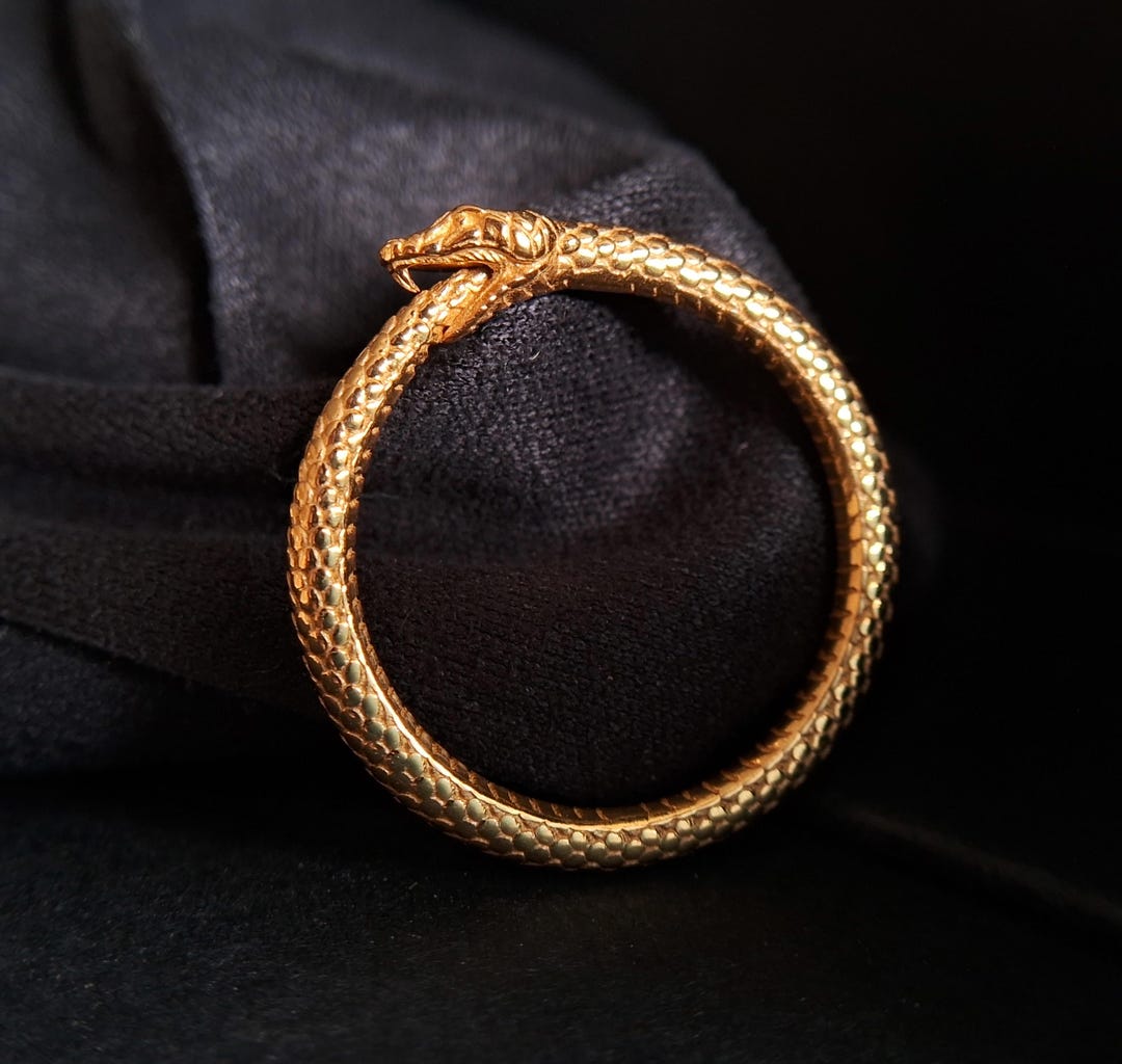 Ouroboros Snake Solid Silver Band Ring,snake Eating Tail Ring,ouroboros ...