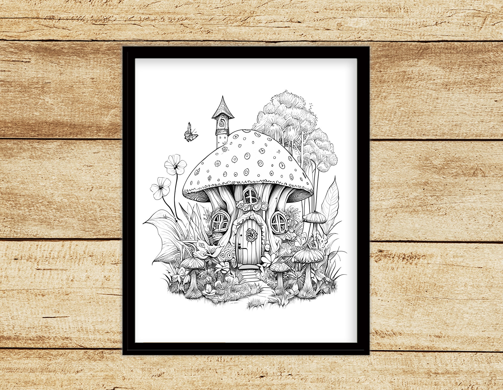 Fairy Mushroom Cottage Coloring Poster Large Adult Coloring - Etsy Canada