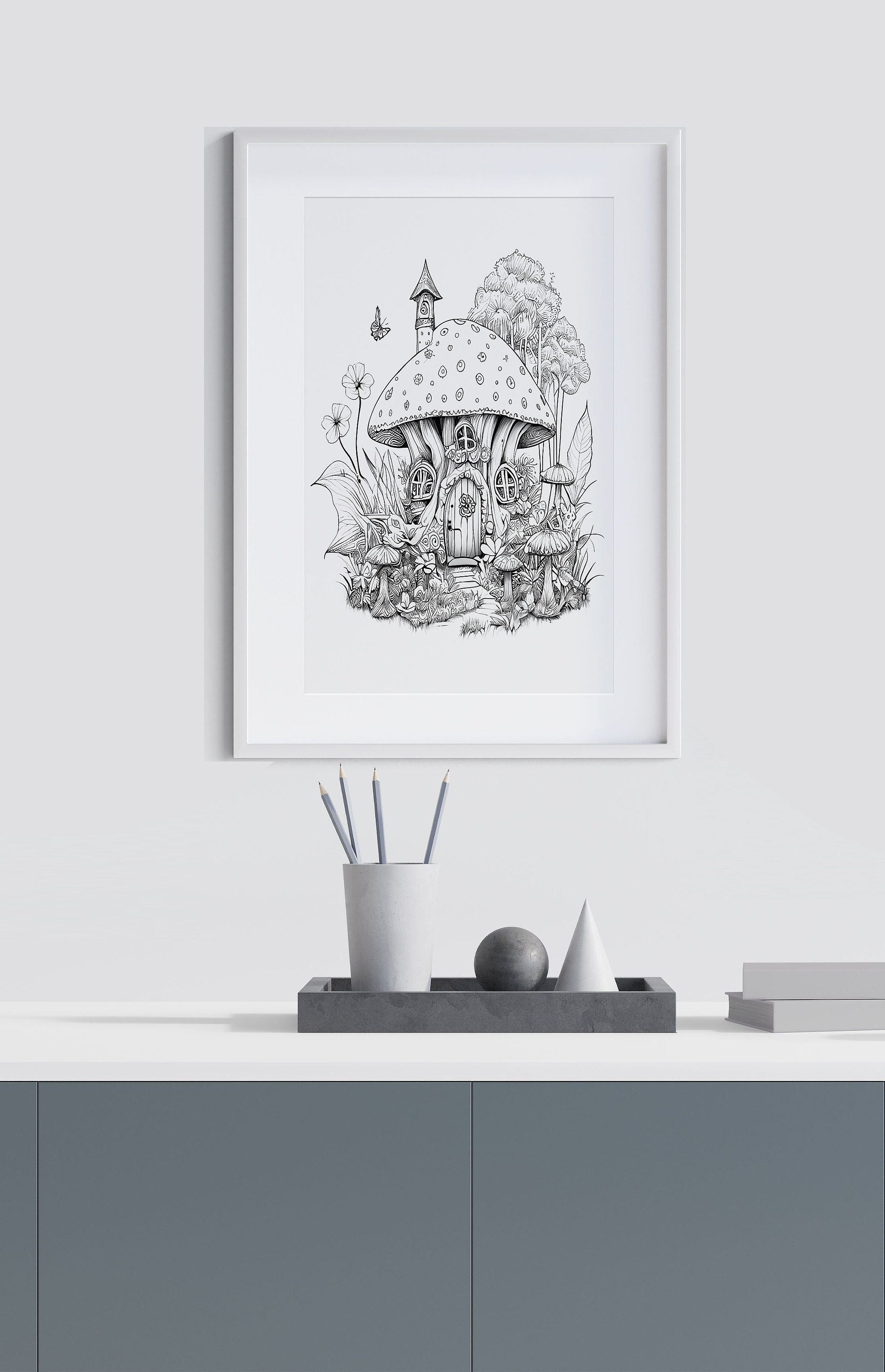 Fairy Mushroom Cottage Coloring Poster Large Adult Coloring - Etsy