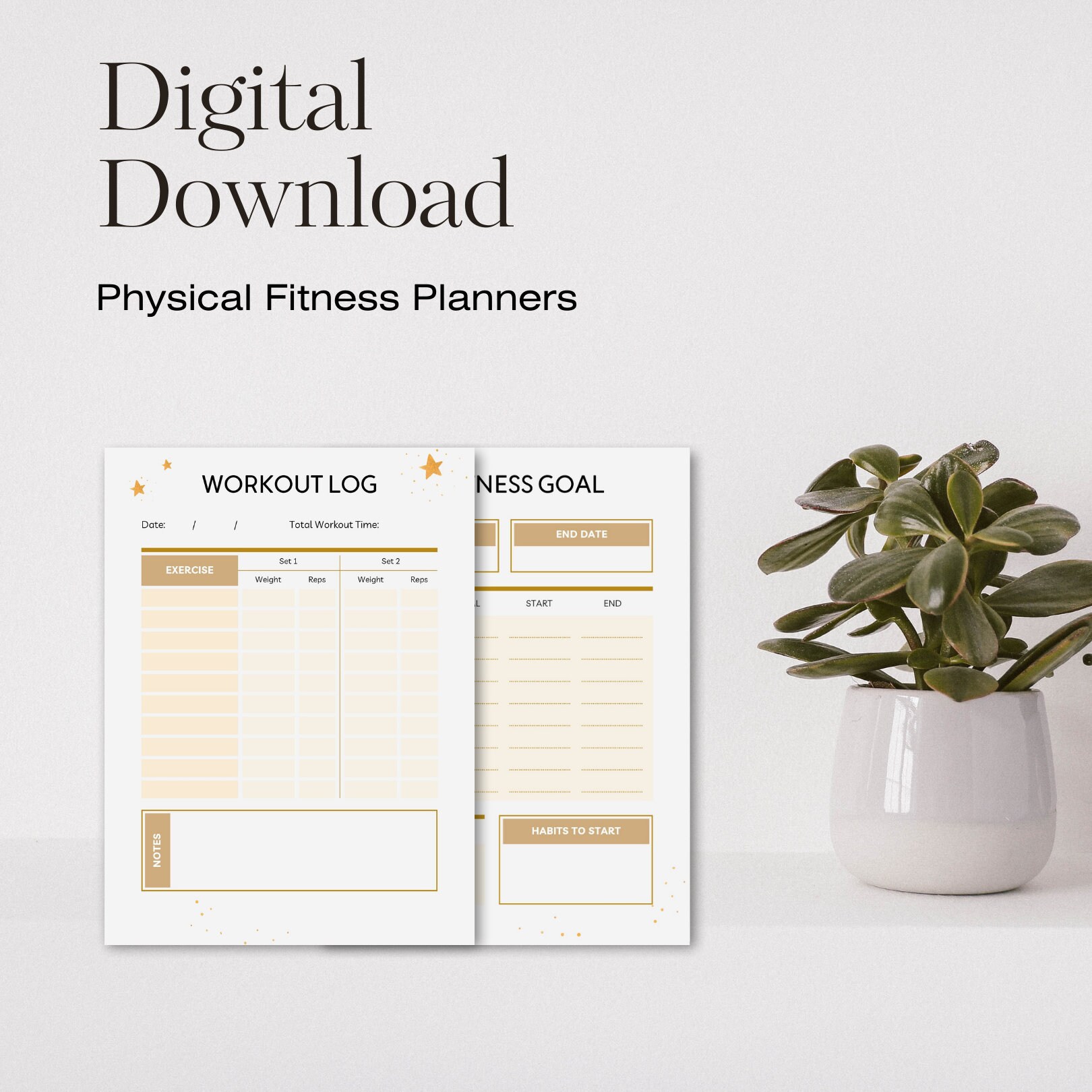 Fitness Planner Printable, Fitness Goals, Work Out Log Template ...