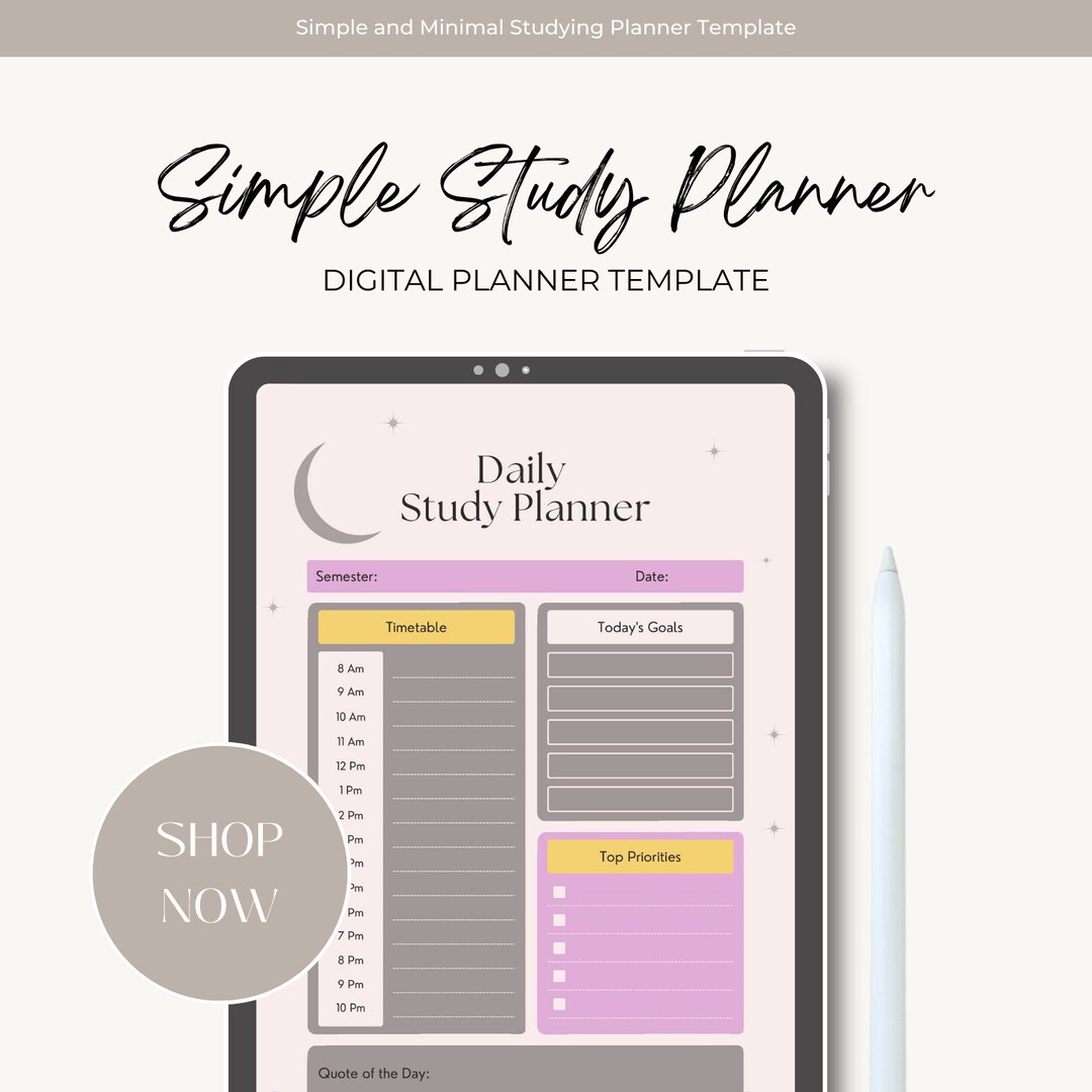 Study Planner Printable, Print at Home Study Plan, Student Planning ...