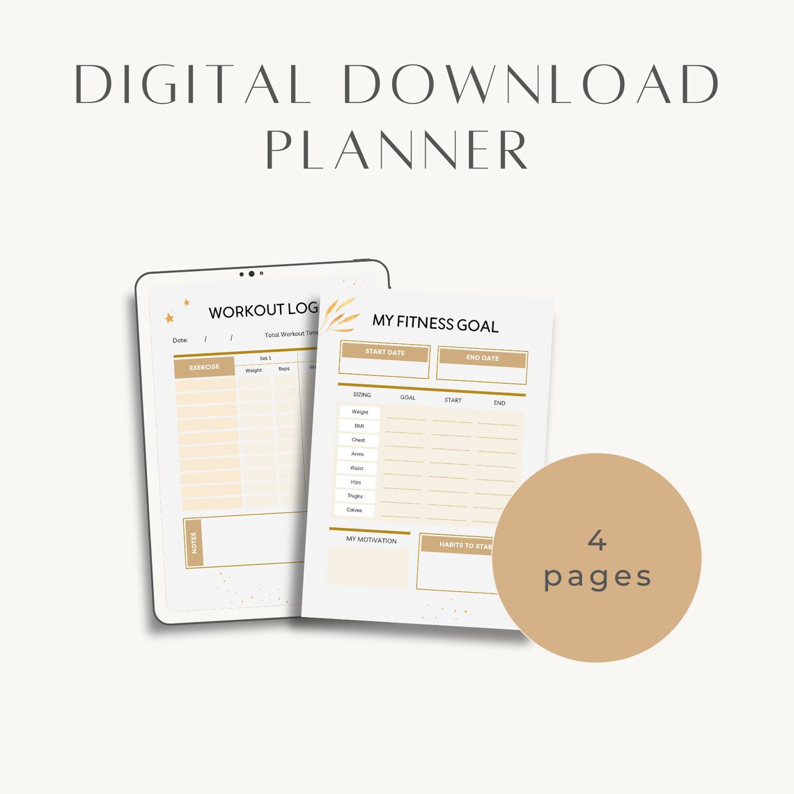 Fitness Planner Printable, Fitness Goals, Work Out Log Template ...