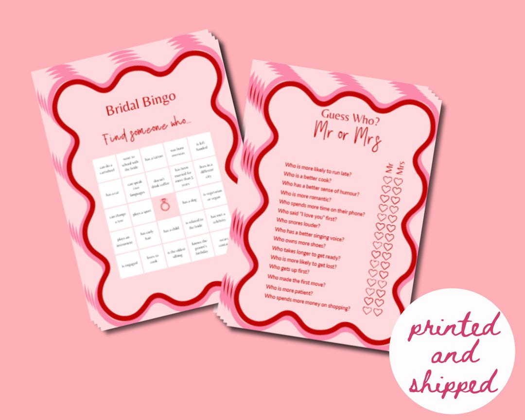 Hens Bingo, Memory With the Bride Hens Game, Bride or Groom Game ...