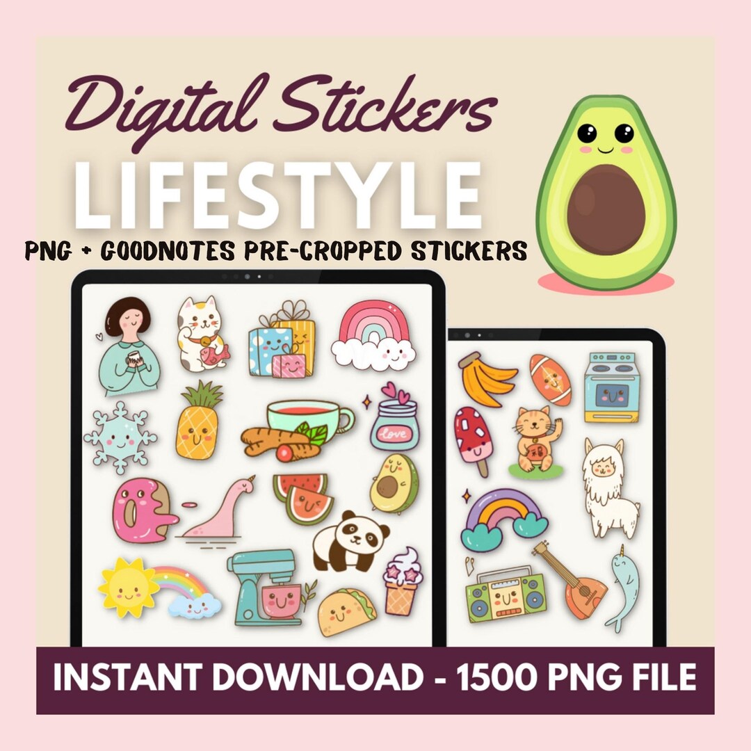 Lifestyle DIGITAL STICKERS Watercolor Goodnotes Stickers Digital ...