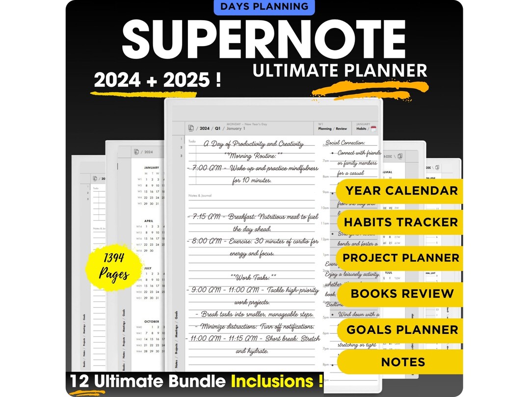Supernote Ultimate Planner 2024-2025, Digital Hyperlinked PDF ...