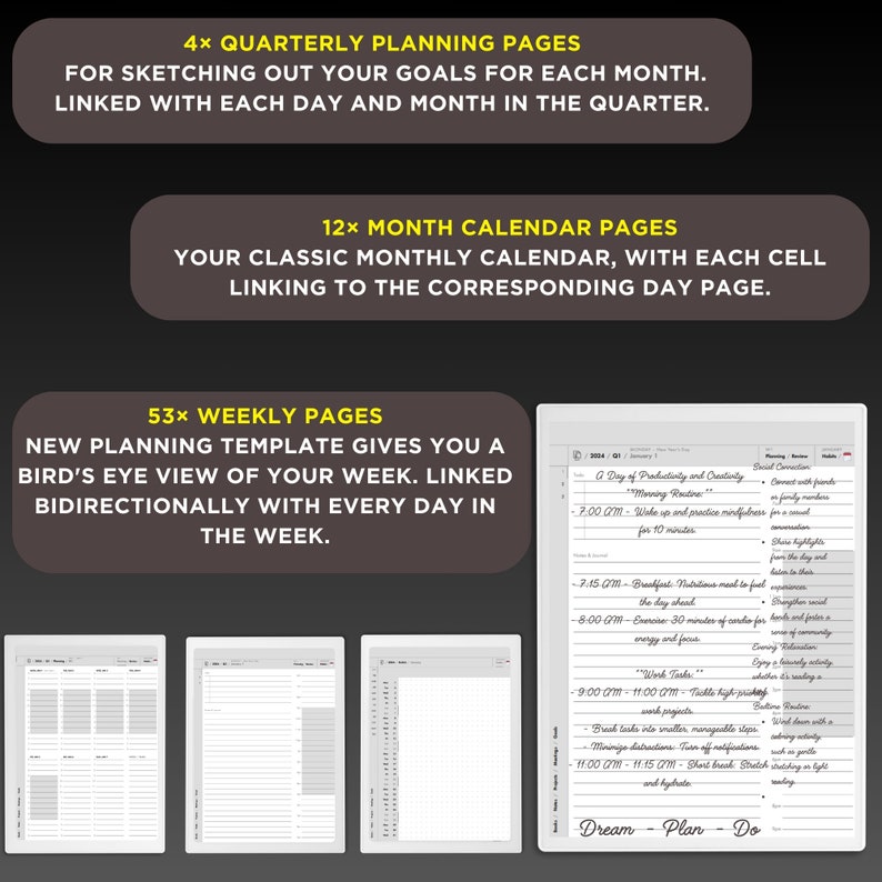 Supernote Daily Planner 2024-2025, Digital Hyperlinked PDF, Supernote ...