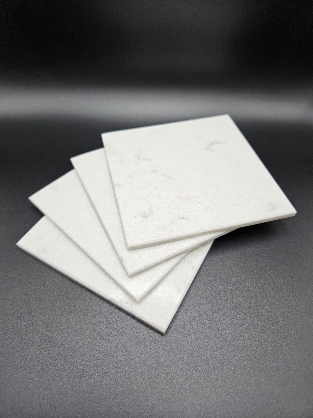 Square Quartz Coasters | White Marble | Coaster Set | Handmade | Stone ...