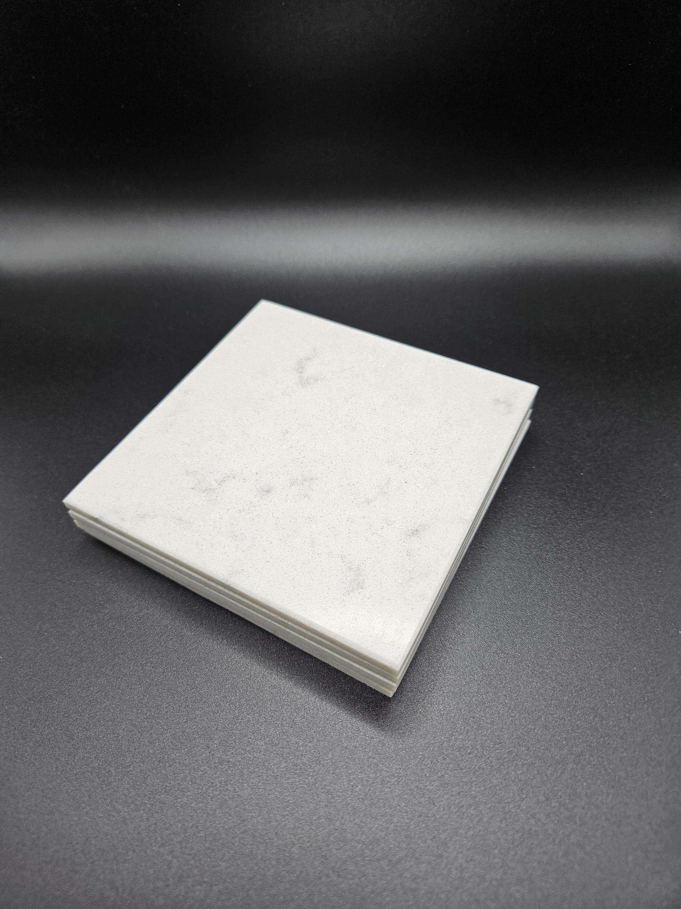 Square Quartz Coasters | White Marble | Coaster Set | Handmade | Stone ...