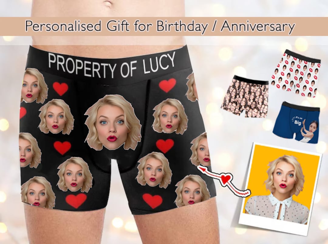 Custom Face Boxer Briefs, Personalized Photo Underwear, Anniversary ...