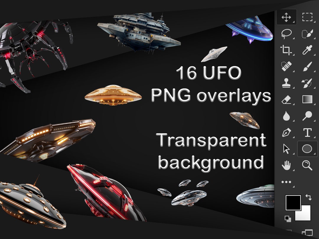 16 UFO PNG Overlays - Digital Download for Photoshop - Alien Spaceship ...