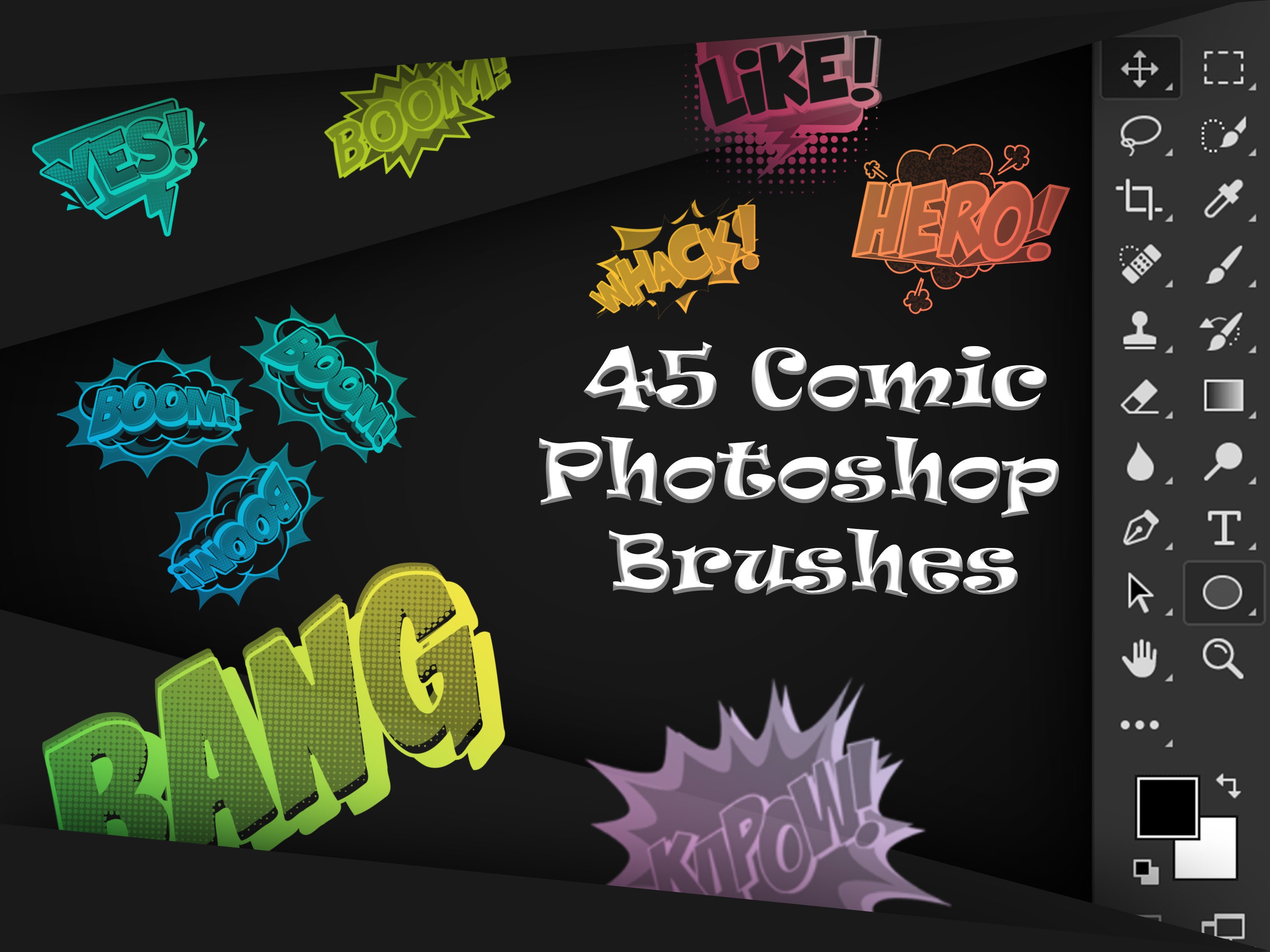 Comic Book Photoshop Brushes Pack - Digital Download, 45 Dynamic Comic ...
