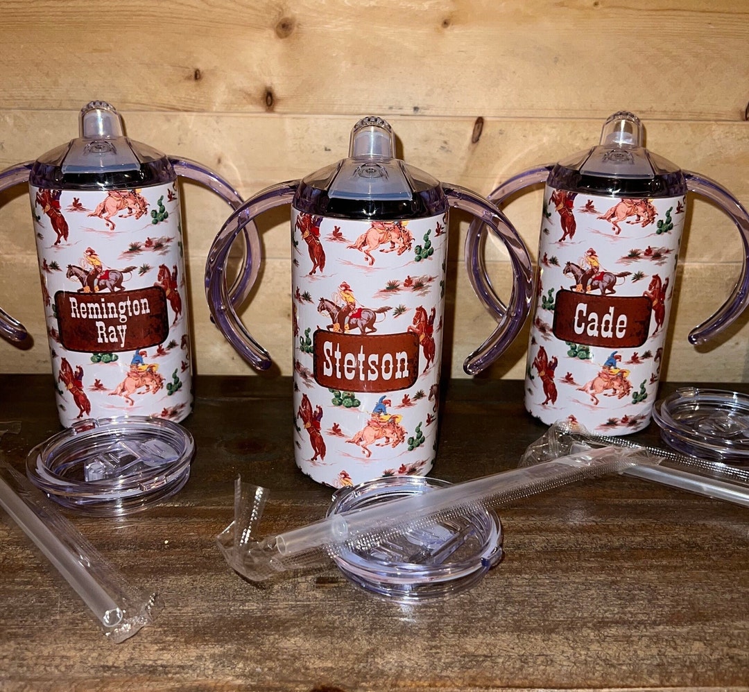 Sippy Western Cowboy Sippy Cup for BOYS Sliding Lid Straw Sippy Cup Lid ...