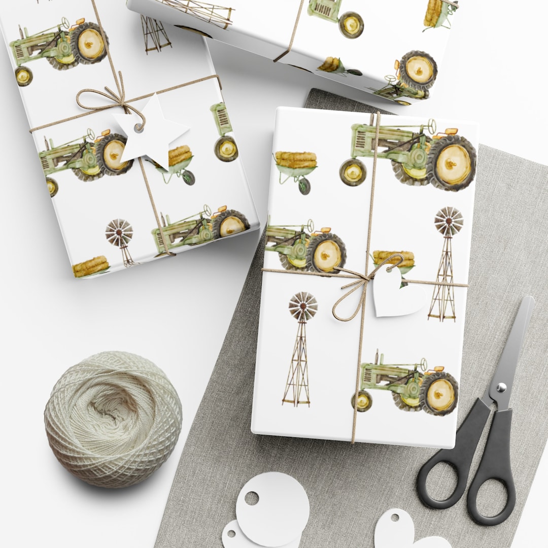 Tractor Gift Wrap Papers, Tractor Wrapping Paper for Boys Birthday ...