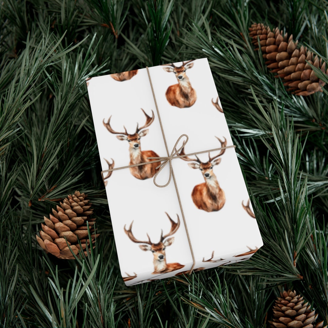 Deer Gift Wrap Papers, Buck Christmas Wrapping Paper, Rustic Wrapping ...