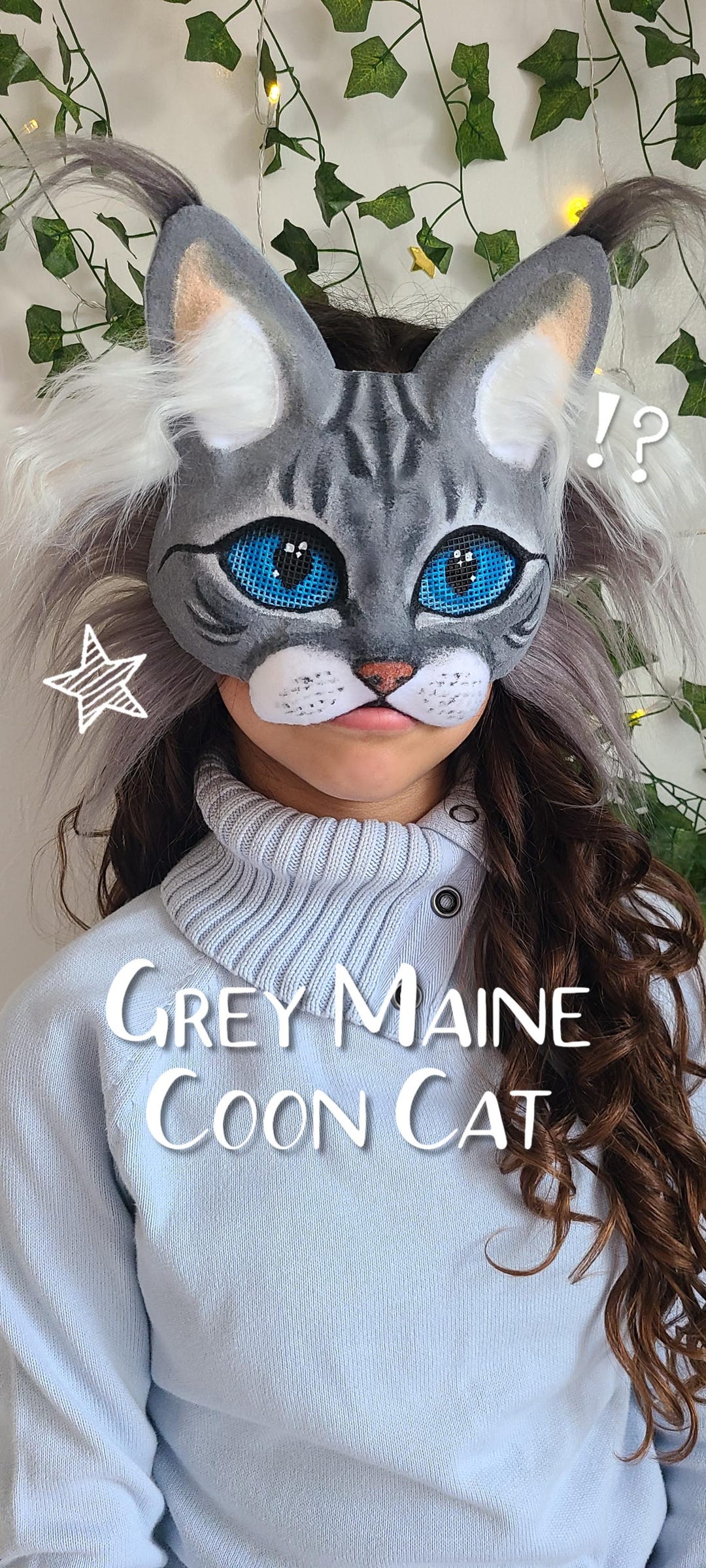 Therian Mask - Grey Maine Coon Cat | One-of-a-kind | - Etsy