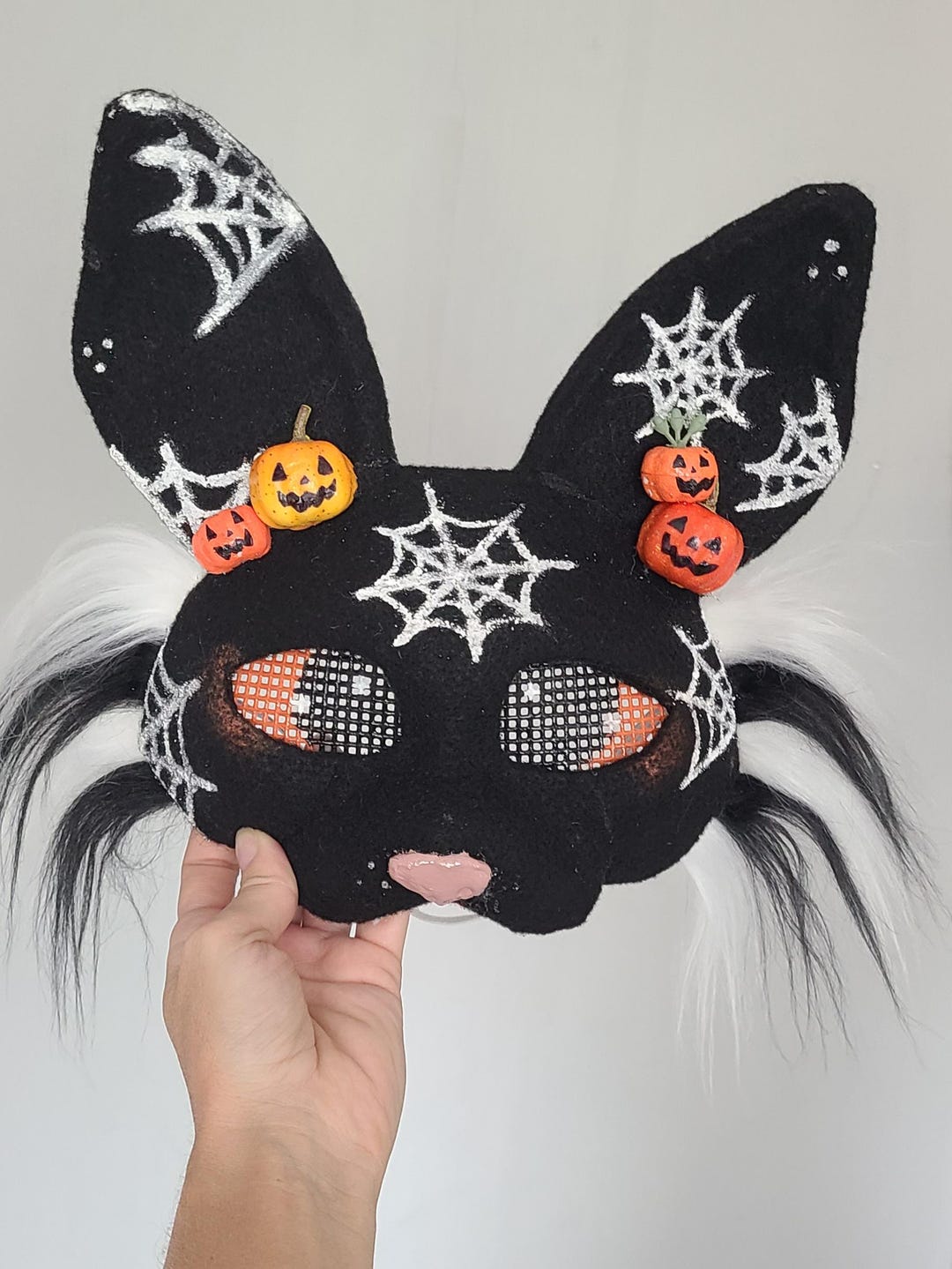 Handmade Therian Mask Halloween Cat Spider & Pumpkin-themed Faux-fur ...