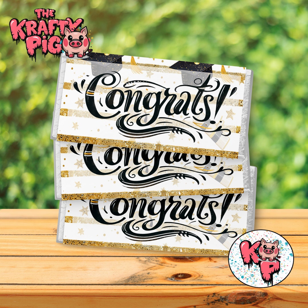 GRADUATION Chocolate Wrapper, "congrats", Chocolate Bar, Candy Bar ...