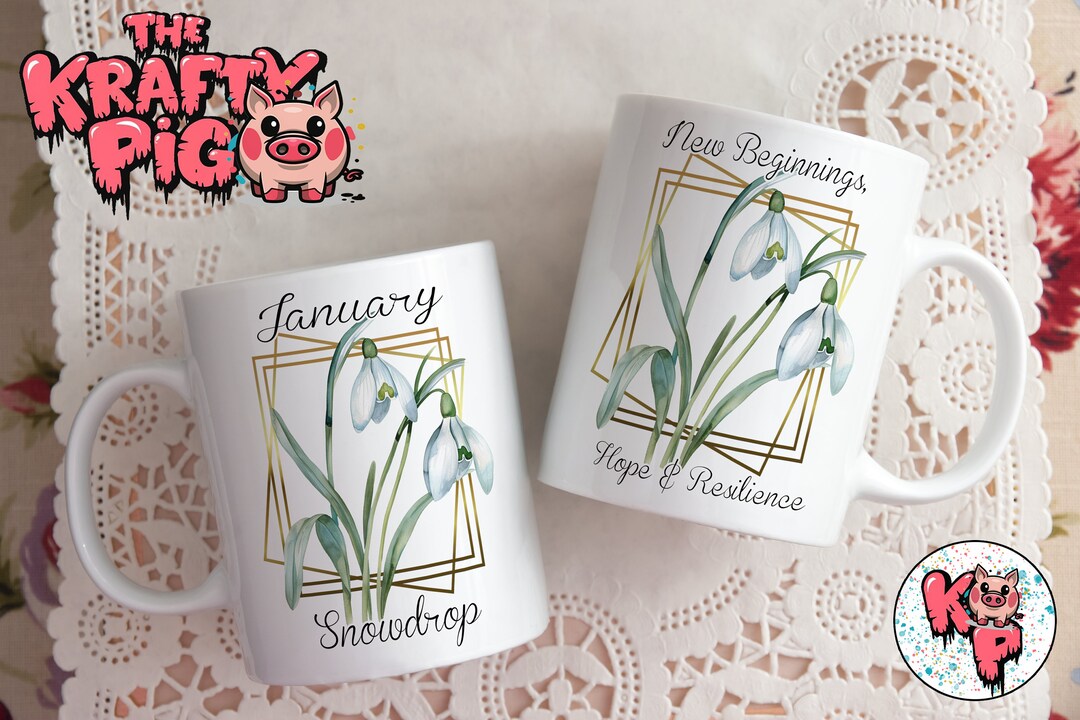 January Snowdrop Mug Design: Birth Month Flower (digital PNG) - Etsy