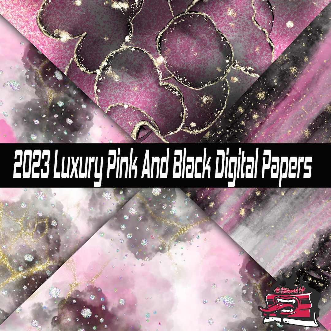 Luxury Pink & Black Glitter Digital Paper Scrapbook Paper, Digital ...