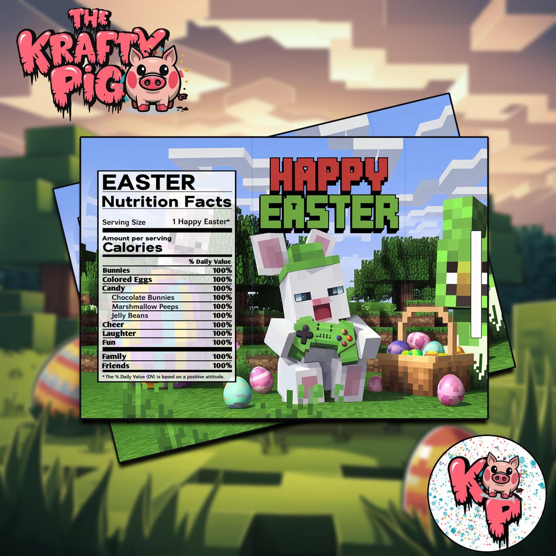 Gamer Easter Chocolate Bar Wrappers: Pixel Mine Craft Gift (digital ...