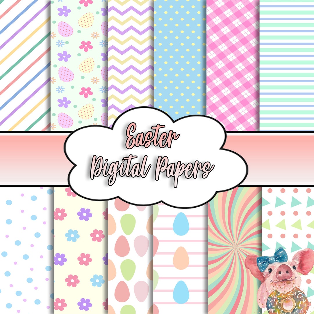 Easter Rainbow Digital Paper Pack: Floral Fantasy, Spring Scrapbook ...