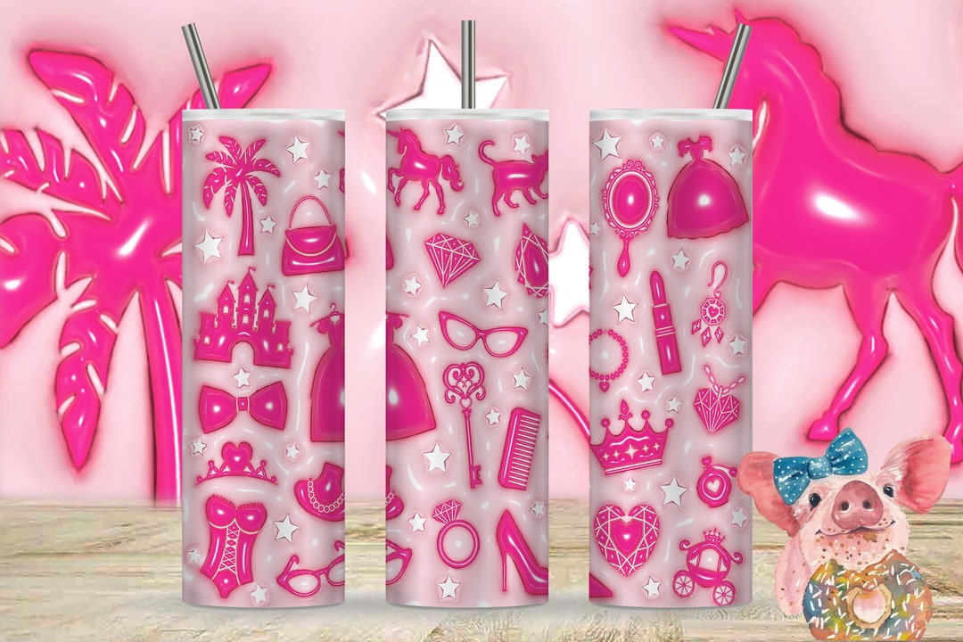3D Pink PRINCESS BARB 20oz Skinny Tumbler Wrap, Sublimation Tumbler ...