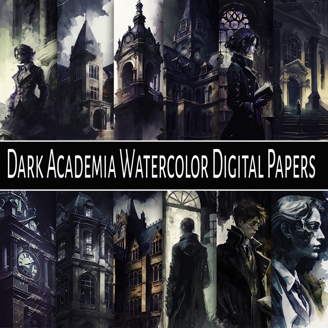 Dark Academia Mythical Gothic Watercolour Digital Papers Scrapbook ...