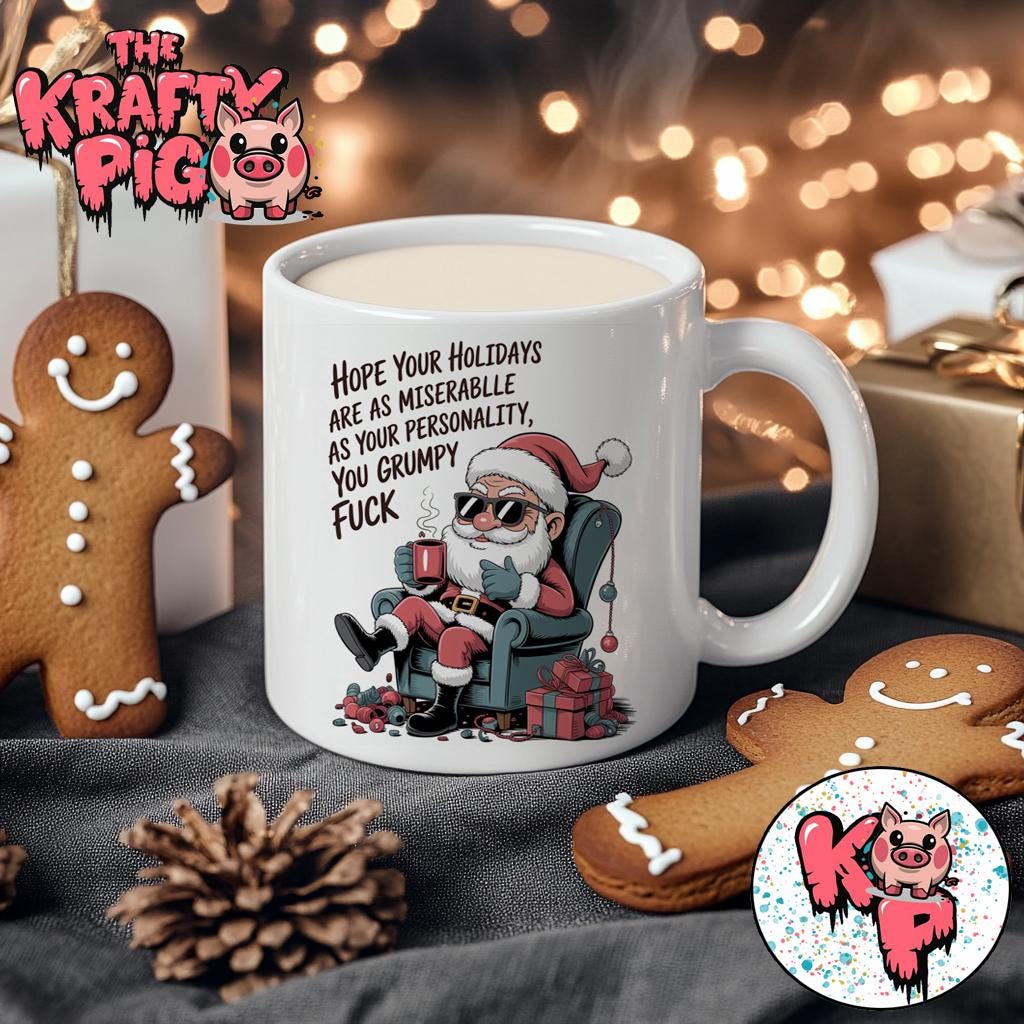 The Naughty List Duo: Grumpy Santa Adult Humor Mug Design Bundle | 2 ...